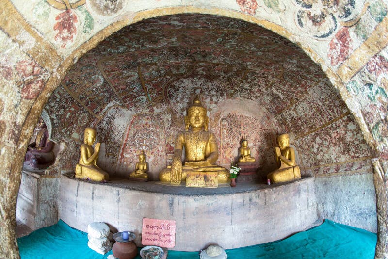 Pho Win Taung Caves stock photo. Image of hill, mural - 73368246