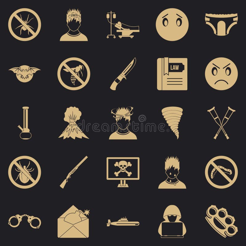 Phobia Icons Set, Simple Style Stock Vector - Illustration of fright ...