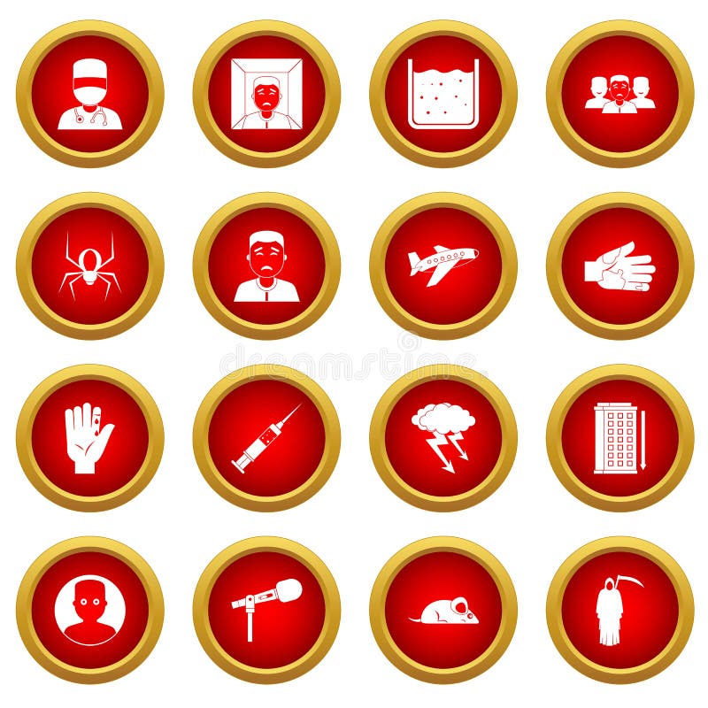Phobia Symbols Icon Red Circle Set Stock Vector - Illustration of ...