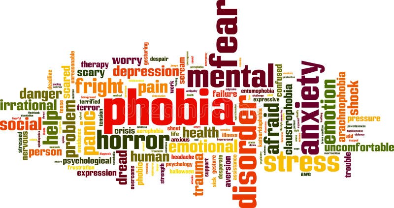 Phobia word cloud stock vector. Illustration of concept - 235095590