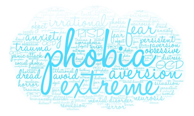 Phobia Word Cloud stock illustration. Illustration of avoidance - 98305448