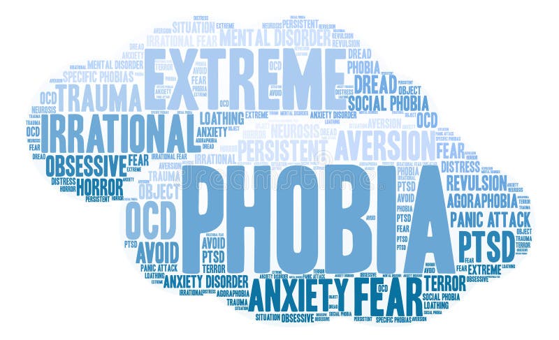 Phobia Word Cloud stock vector. Illustration of terror - 99074962
