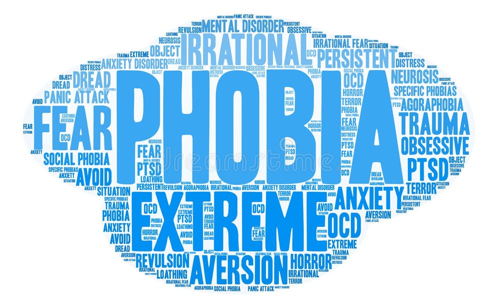 Phobia Word Cloud stock vector. Illustration of mental - 98545604