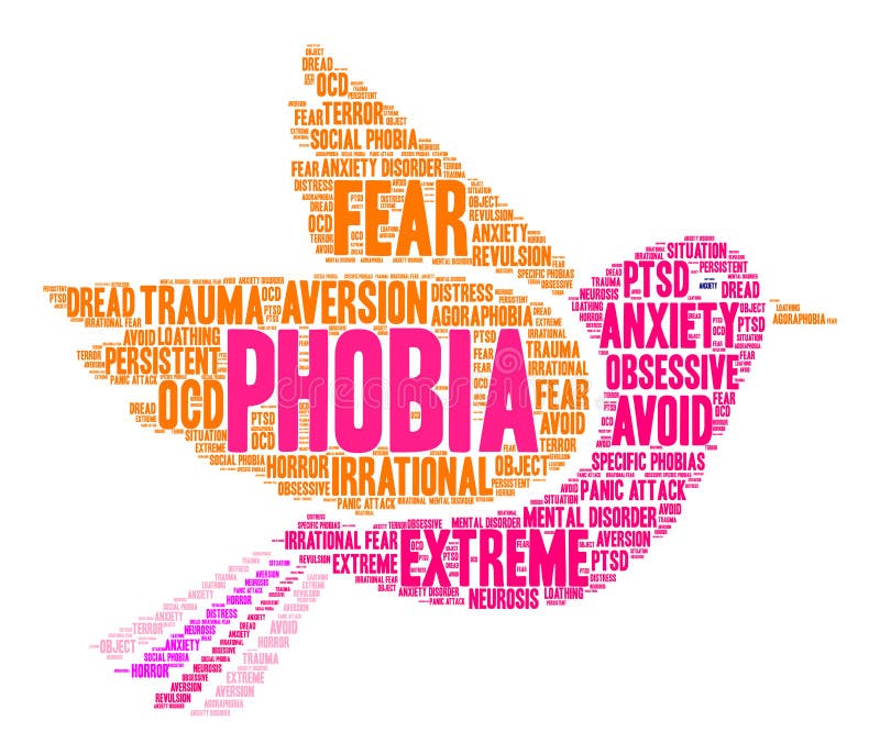 Phobia Word Cloud stock illustration. Illustration of phobia - 98545686