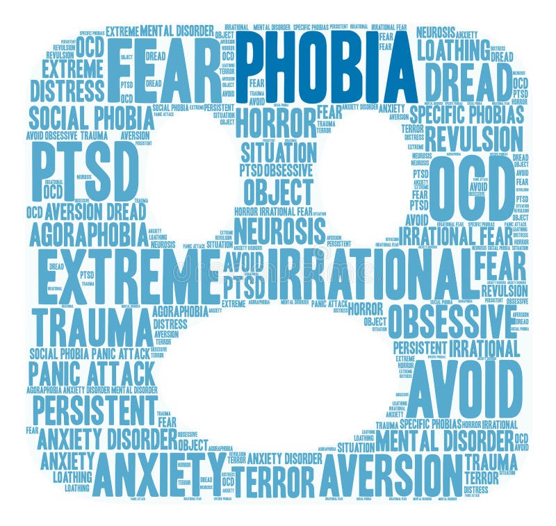 Phobia Word Cloud stock illustration. Illustration of obsessive - 99074777