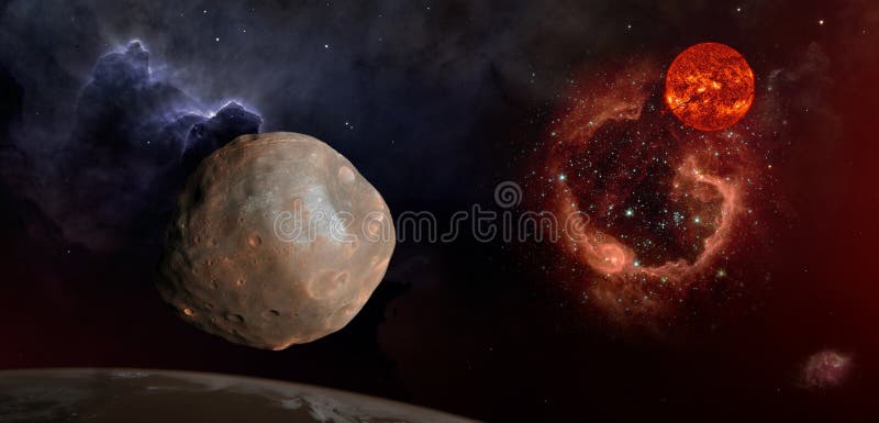 Phobos in the Space Over Mars Stock Photo - Image of composition, star ...