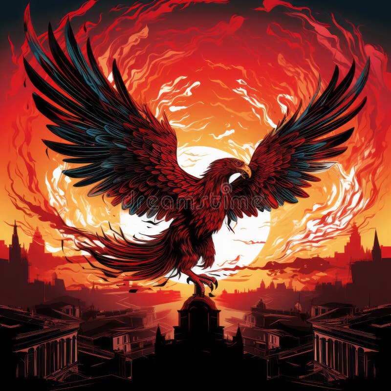 Fiery Eagle: a Symbolic Marvel in a Town of Energy-filled Illustrations ...