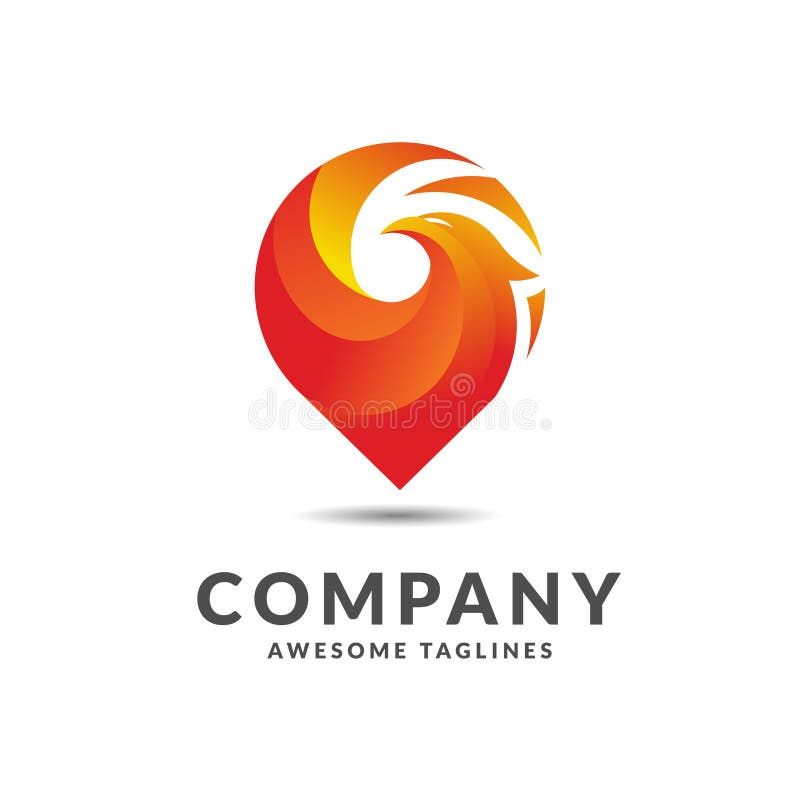 Phoenix als Pin-Spot-Logo vektor abbildung. Illustration von standort ...