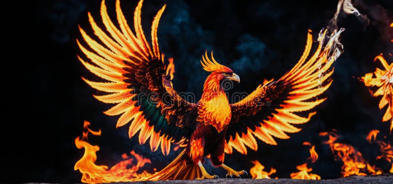 Phoenix Arising from the Flames Stock Illustration - Illustration of ...