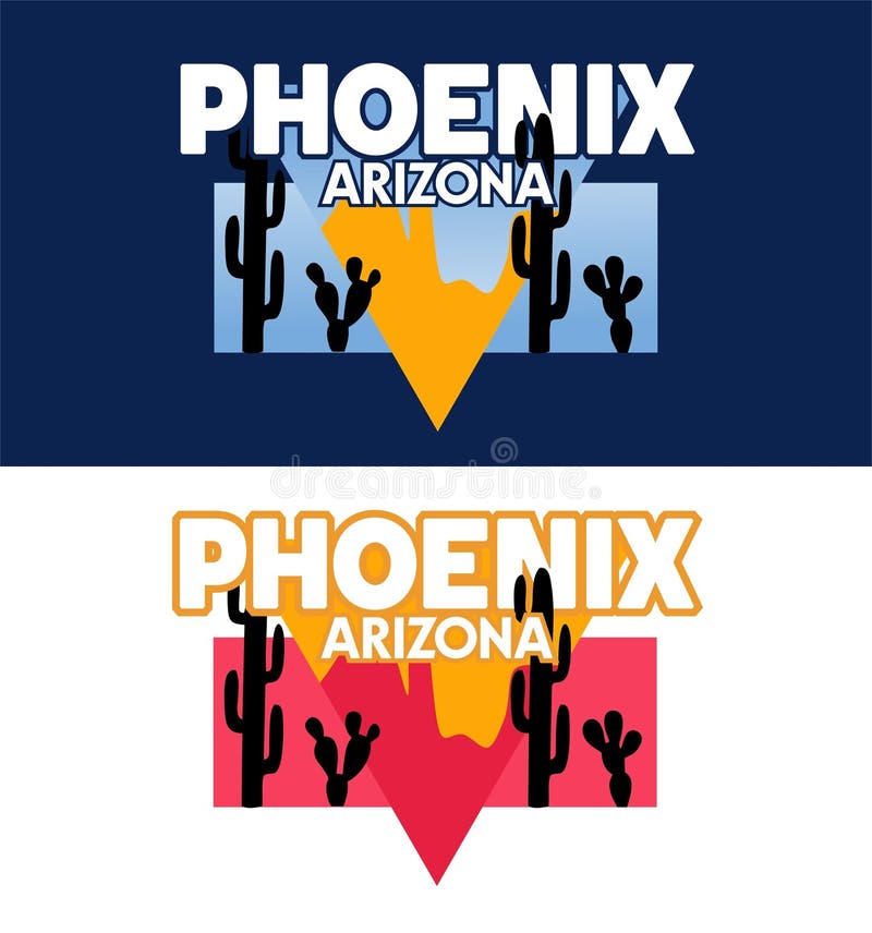 Phoenix Arizona with Cactus Silhouette Stock Illustration - Illustration of freedom, outdoor ...