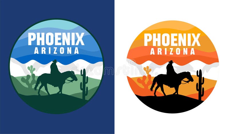Phoenix Arizona with Cactus Silhouette Stock Vector - Illustration of ...