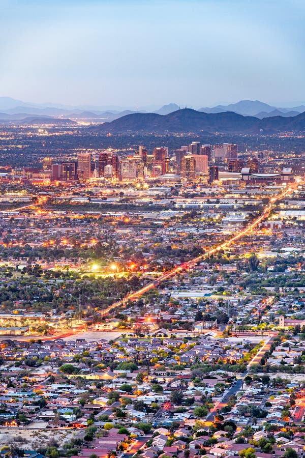 Phoenix, Arizona, USA Cityscape Stock Photo - Image of mountain, famous ...