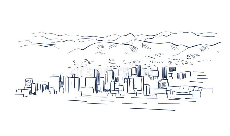 Phoenix Arizona Vector Sketch Line Usa Landscape Hand Drawn Stock ...