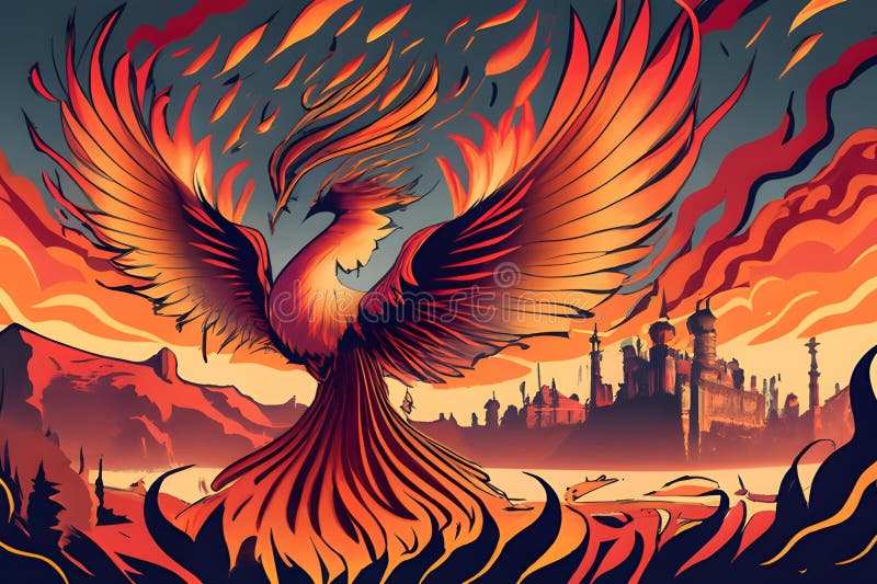 Phoenix Arrising from the Flames, Illustration Stock Illustration ...