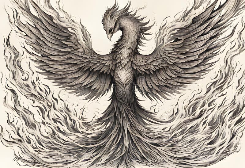 Phoenix Arrising from the Flames Stock Illustration - Illustration of ...