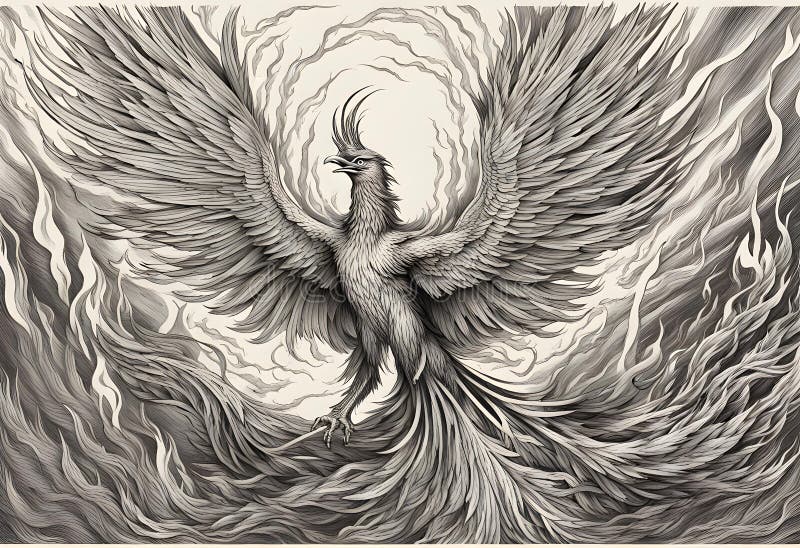 Phoenix Arrising from the Flames Stock Illustration - Illustration of ...
