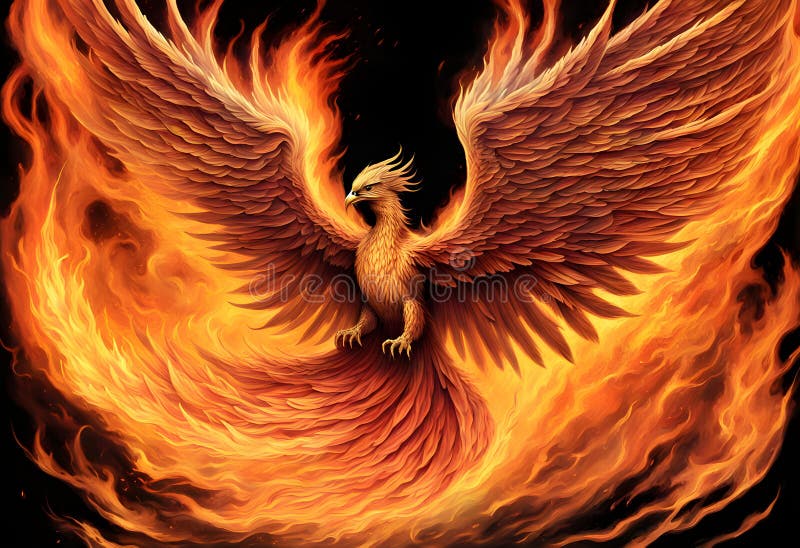 Phoenix Arrising from the Flames Stock Illustration - Illustration of ...