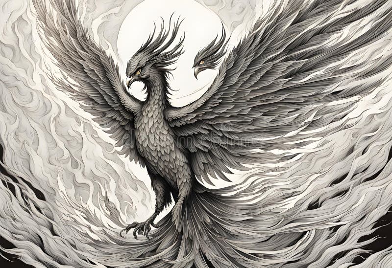 Phoenix Arrising from the Flames Stock Illustration - Illustration of ...