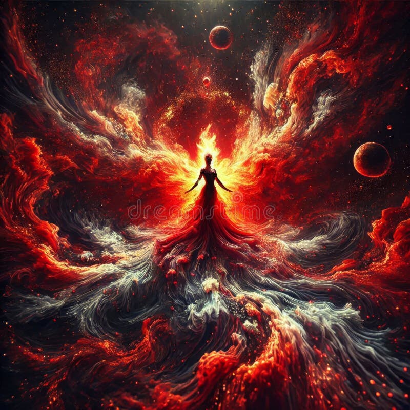 Phoenix Ascending in Cosmic Flames Stock Illustration - Illustration of ...