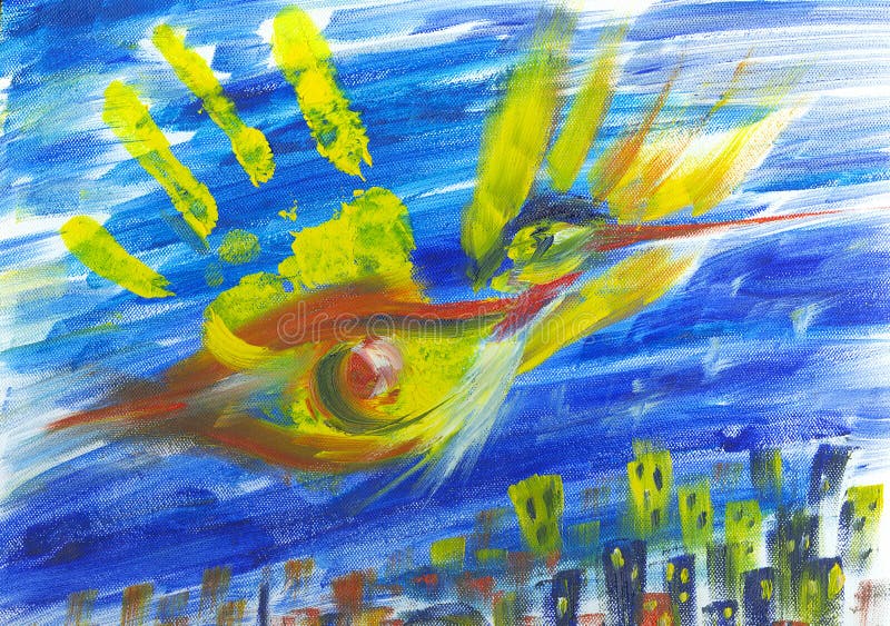 Phoenix Bird Above the City Stock Illustration - Illustration of bird ...