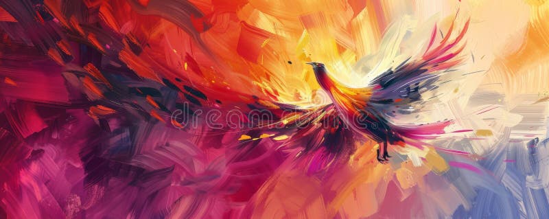 Phoenix Bird Background with an Abstract Artistic Design, Featuring the ...