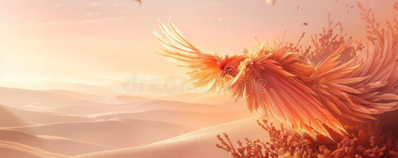 Phoenix Bird Background in a Serene Dawn Setting, with the Bird S ...