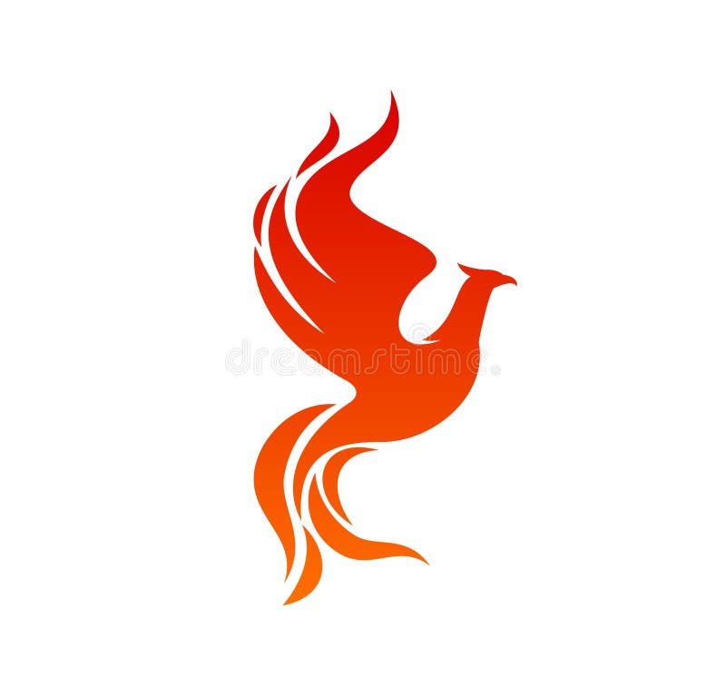 Phoenix Bird or Fenix Firebird with Wings of Fire Stock Vector ...