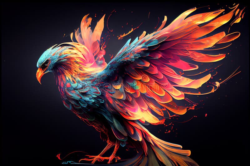 Phoenix Bird in Fiery Rays. Generative AI, Generative, AI Stock ...