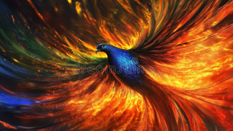Phoenix Bird in Fire.Rebirth in Flames Stock Illustration ...