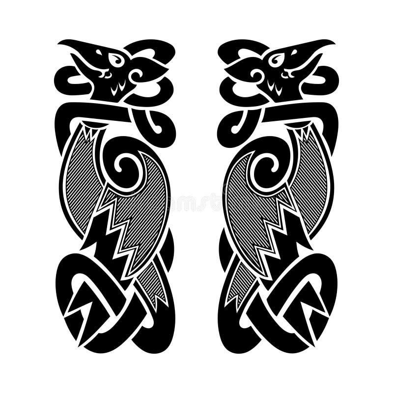 The Phoenix Bird. Illustration in the Scandinavian Celtic Style Stock ...