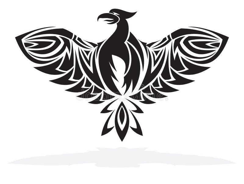Freedom Symbol Tattoo. Flying Bird with Big Wings Stock Illustration ...