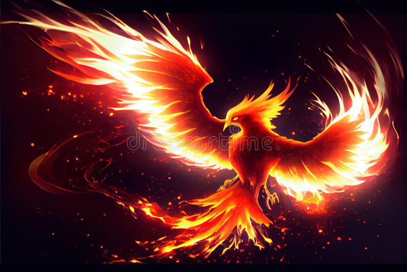 Burning Phoenix Isolated Over Black Stock Illustrations – 22 Burning ...