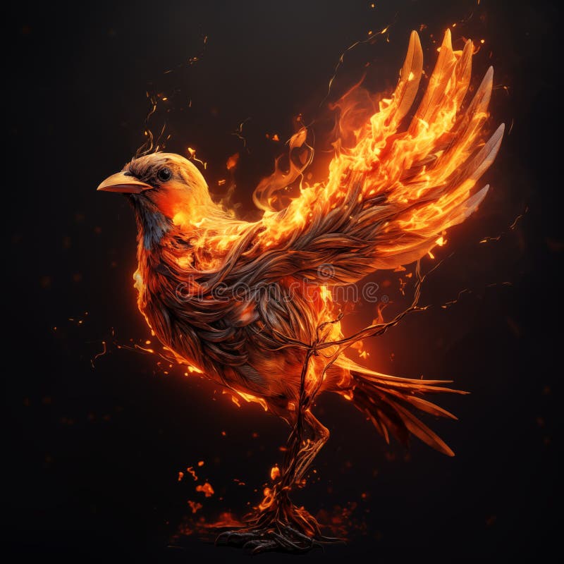 Phoenix Bird Made Out of Fire Flames As Feathers Stock Illustration ...