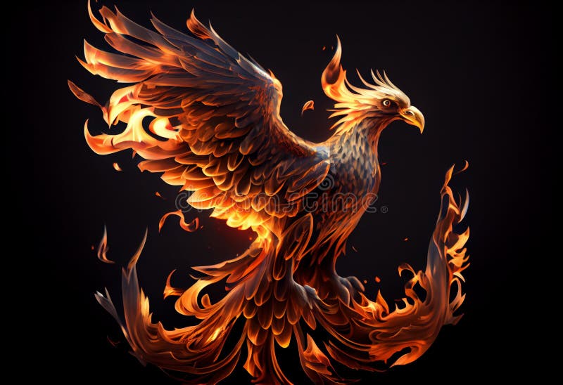 Phoenix Bird Risen from the Ashes, Fire Bird. Burning Bird. Generate Ai ...