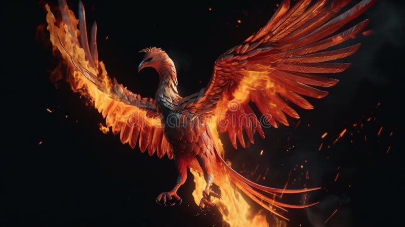 Phoenix Bird Risen from the Ashes, Fire Bird. Burning Bird Stock ...