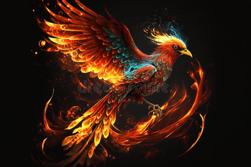 Phoenix Bird Risen from the Ashes, Fire Bird. Burning Bird Stock ...