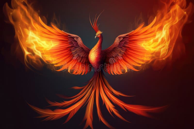 Phoenix Bird Rising from Ash. Generative AI Stock Illustration ...