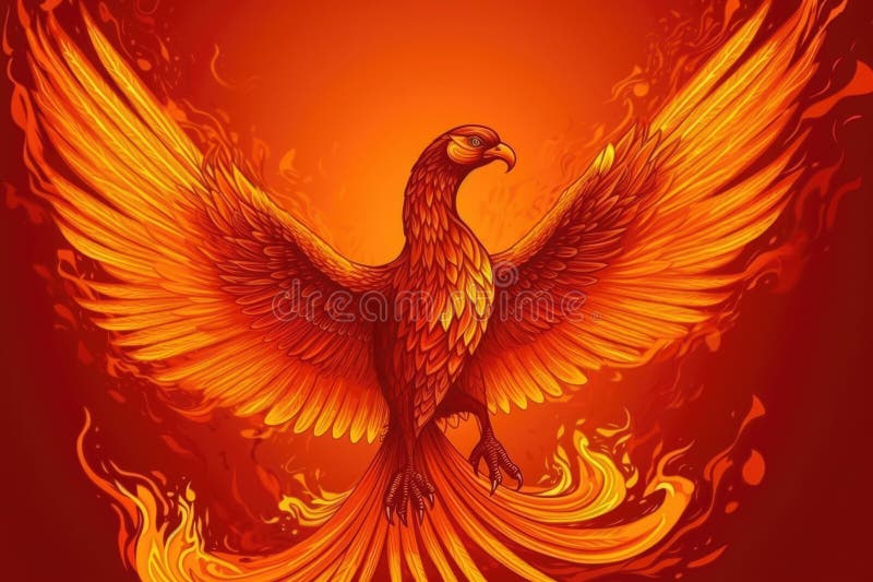Phoenix Bird Rising from Ash. Generative AI Stock Illustration ...