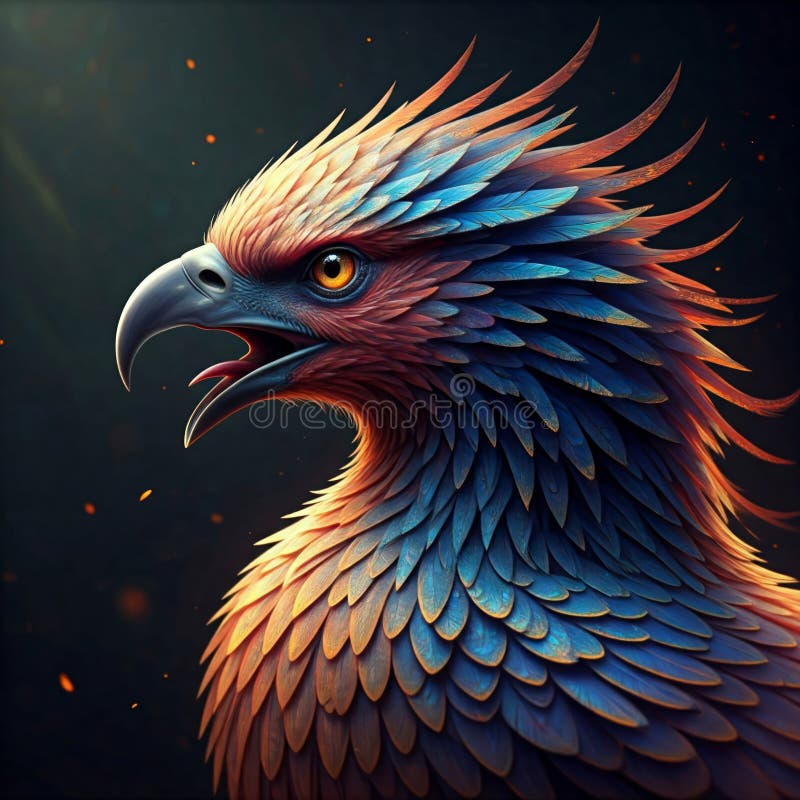 Phoenix Bird Side View: Mythical Firebird in Profile Stock Illustration ...