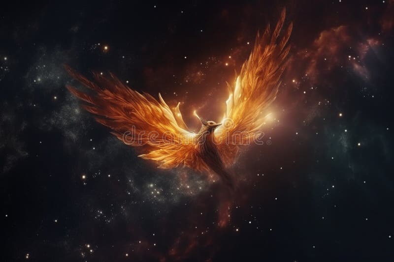 Phoenix Bird in Space Background. Generative AI Stock Illustration ...