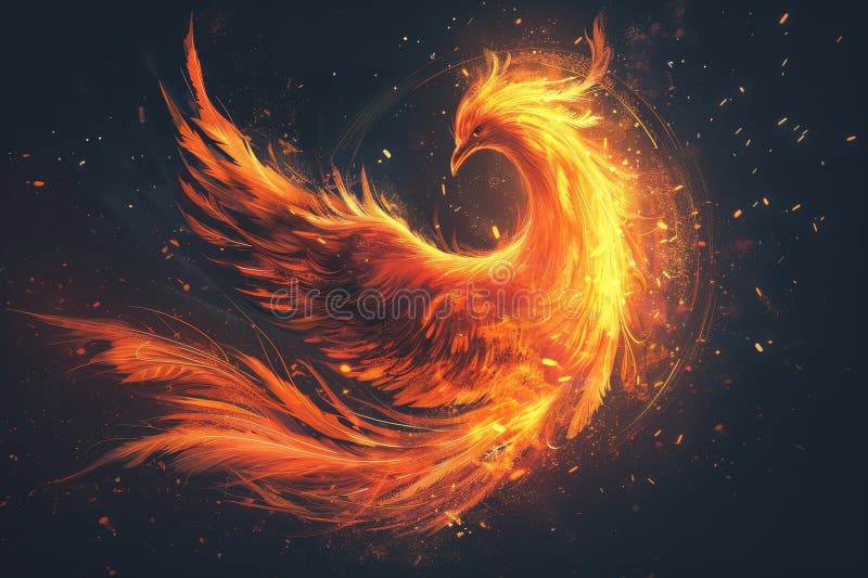 A Phoenix Bird is Surrounded by a Circle of Fire Stock Image - Image of ...