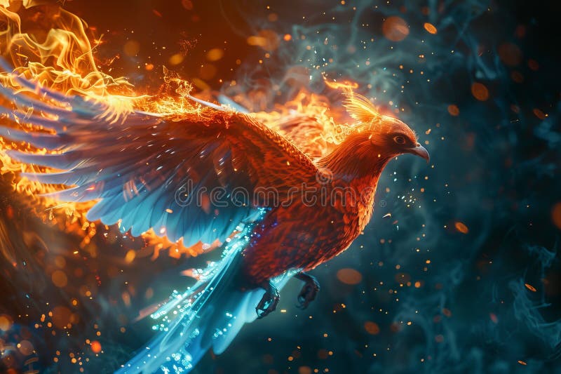 A Phoenix Bird is Surrounded by a Circle of Fire Stock Image - Image of ...