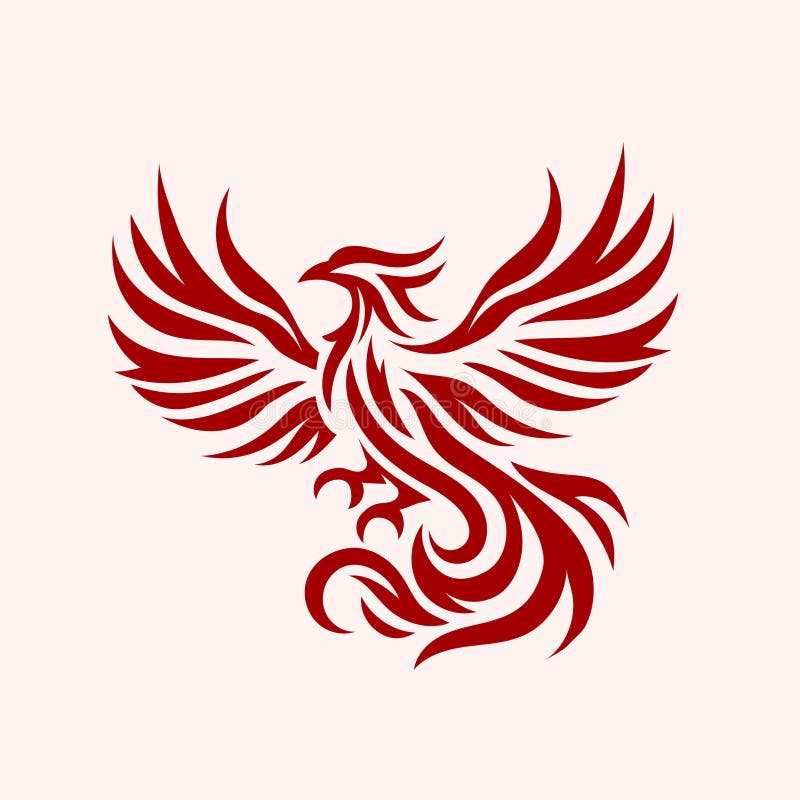 Phoenix Bird with Wing Spreading Stock Vector - Illustration of ...