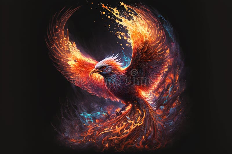 Phoenix Bird with Wings on Fire. Mythological Folklore Spiritual ...