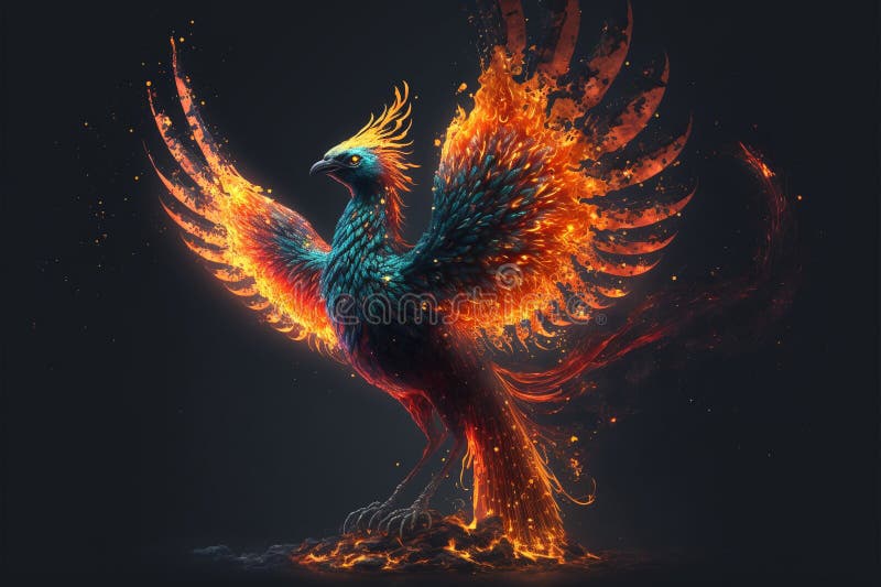 Phoenix Bird with Wings on Fire. Mythological Folklore Spiritual ...
