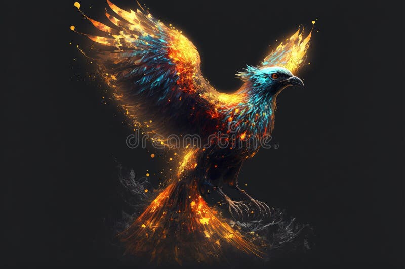 Phoenix Bird with Wings on Fire. Mythological Folklore Spiritual ...