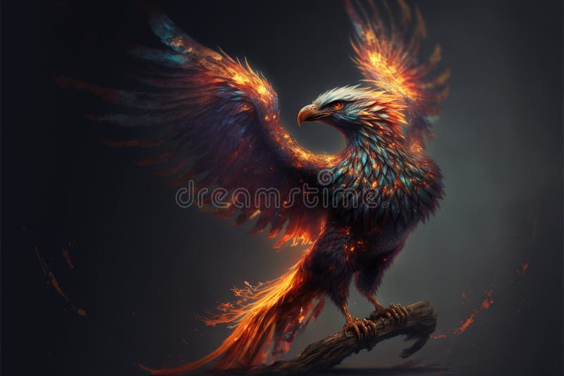 Phoenix Bird with Wings on Fire. Mythological Folklore Spiritual ...