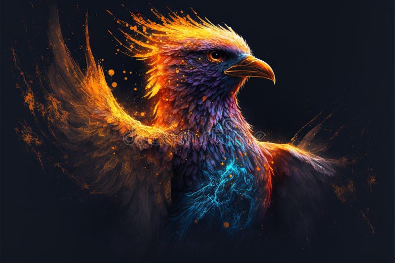 Phoenix Bird with Wings on Fire. Mythological Folklore Spiritual ...