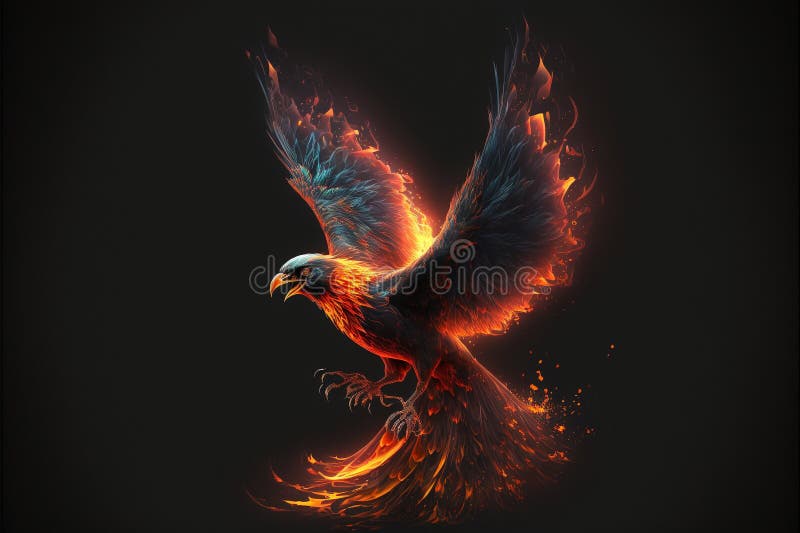 Phoenix Bird with Wings on Fire. Mythological Folklore Spiritual ...
