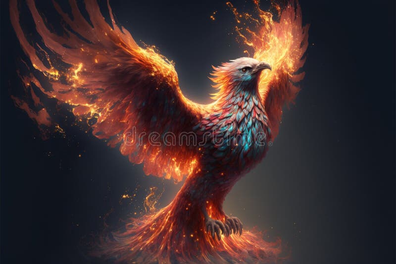 Phoenix Bird with Wings on Fire. Mythological Folklore Spiritual ...